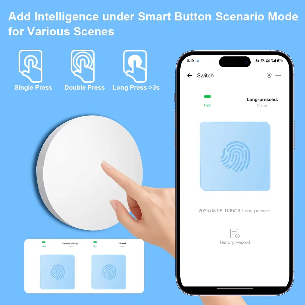 Ewelink Zigbee Smart Wireless Push Button Switch With Battery Control