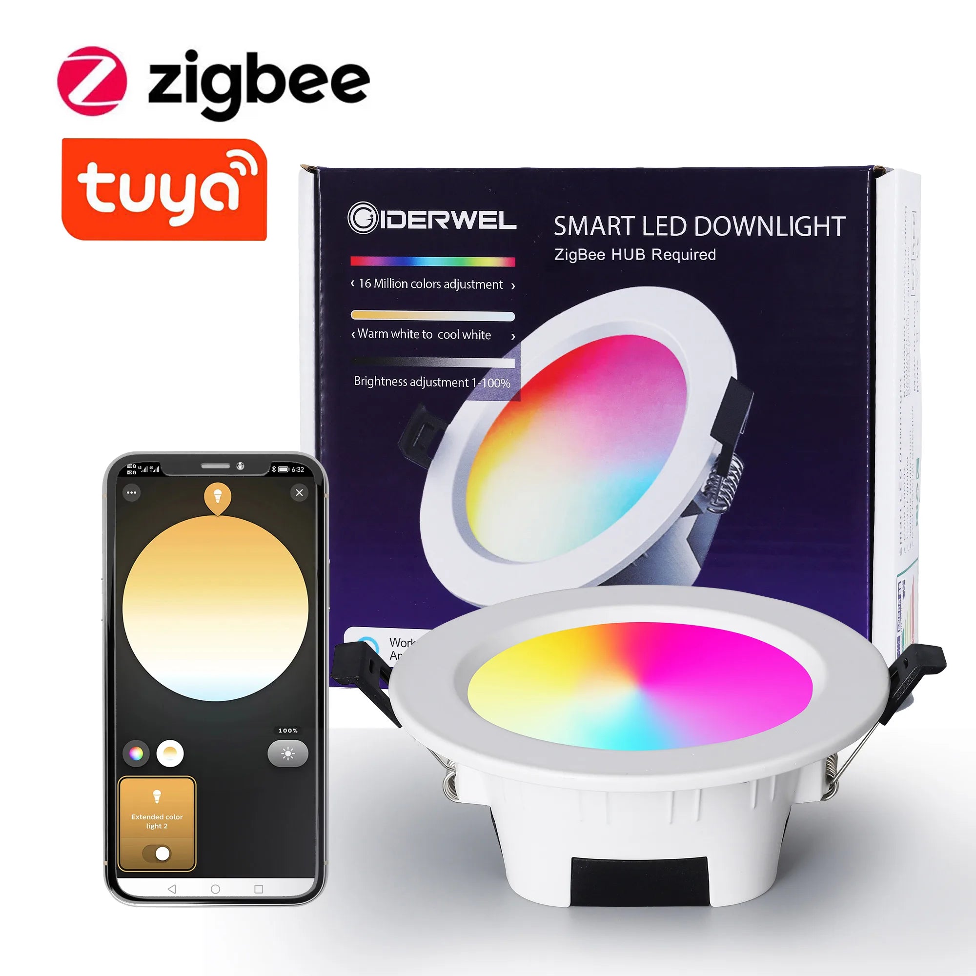 Smart Zigbee 3.0 Led Downlight RGB+CW+WW 4Inch Recessed Ceiling Spot L ...