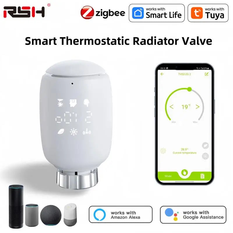 Tuya ZigBee Thermostatic Radiator Valve TRV Programmable Smart Life Ap ...