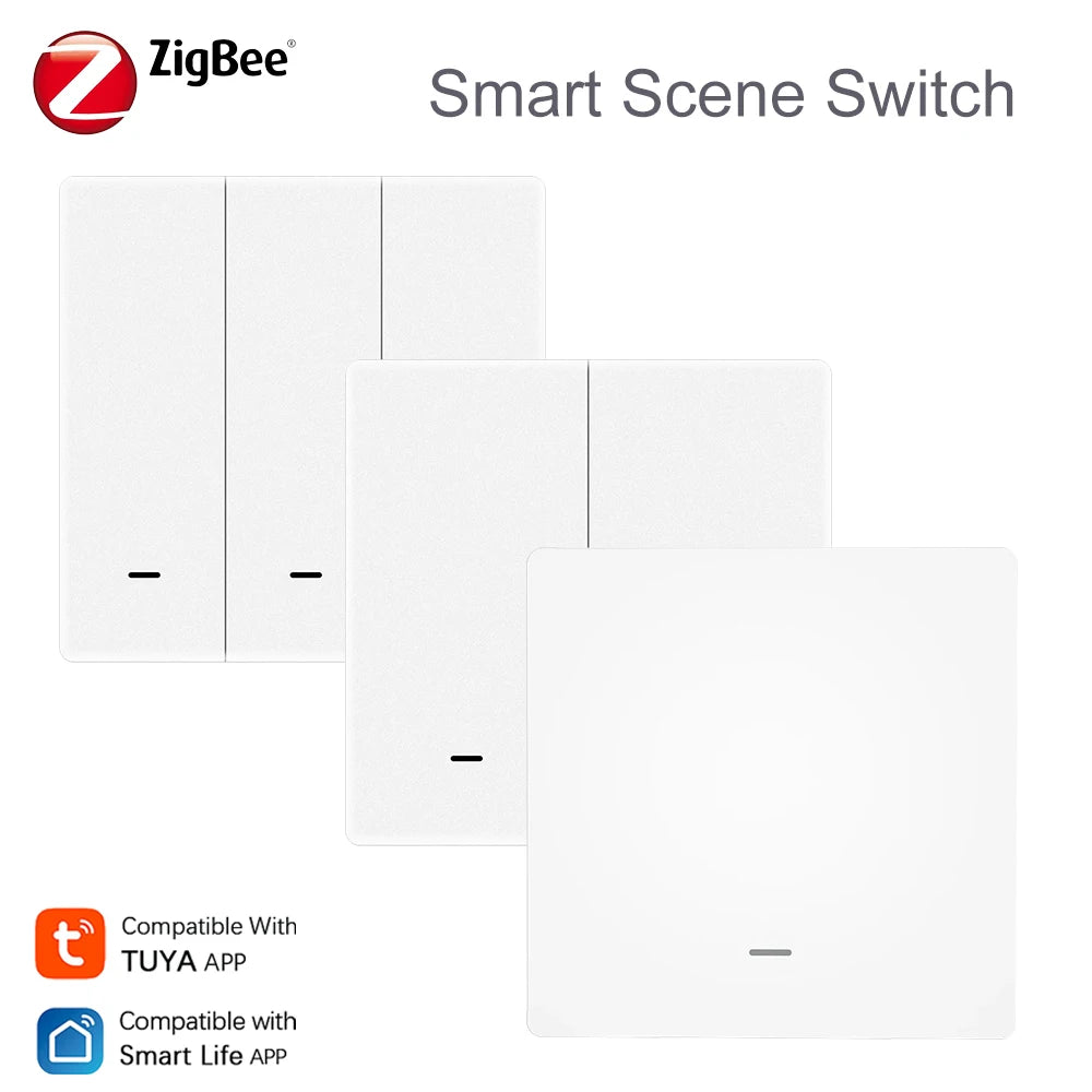 Tuya Zigbee 3.0 Smart Scene Button Switch 1/2/3 Gang Smart Home Wirele ...