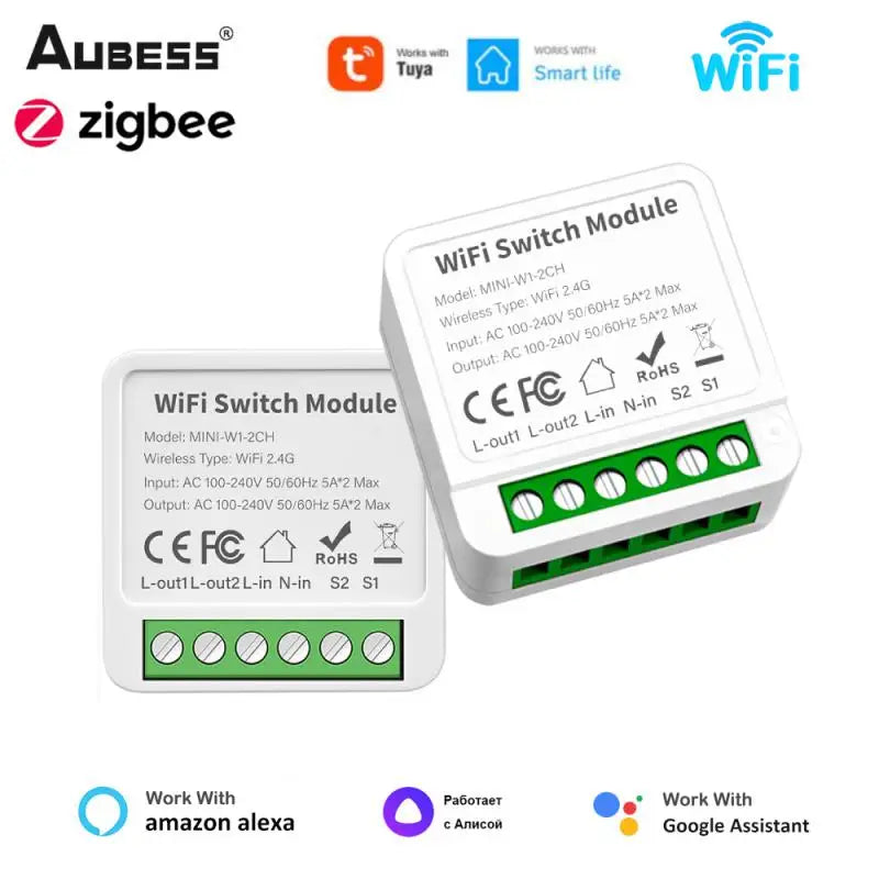 AUBESS Tuya Wifi / Zigbee 16A Mini Smart Switch 1/2/3/4 Gang Support 2 ...